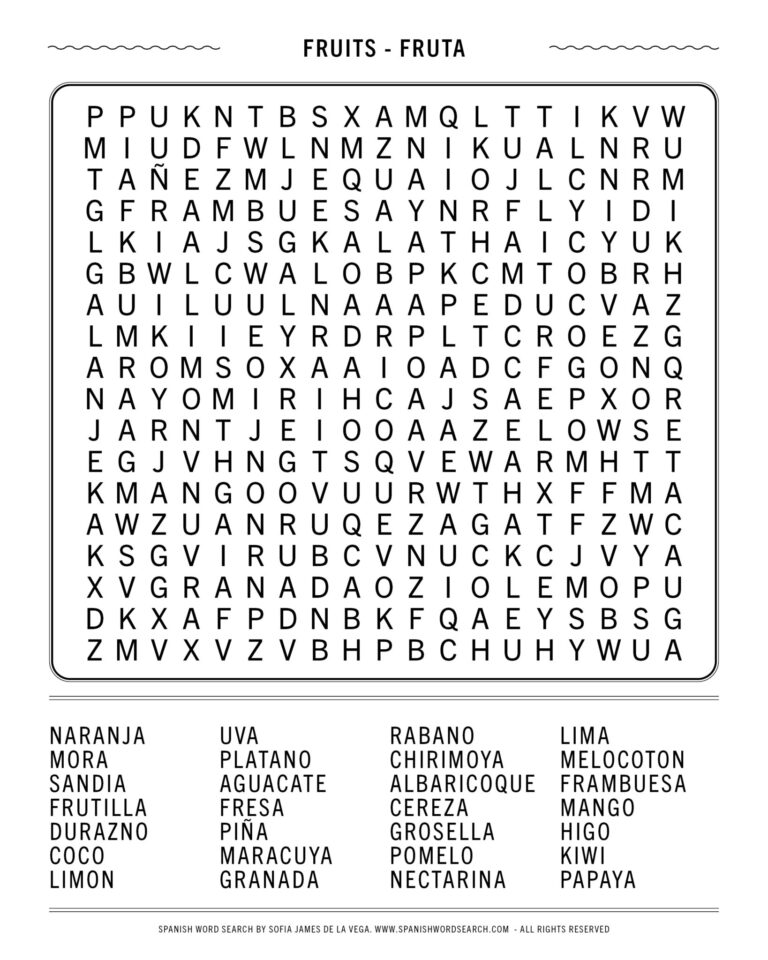 Printable Word Search In Spanish: A Fun and Educational Activity for ...