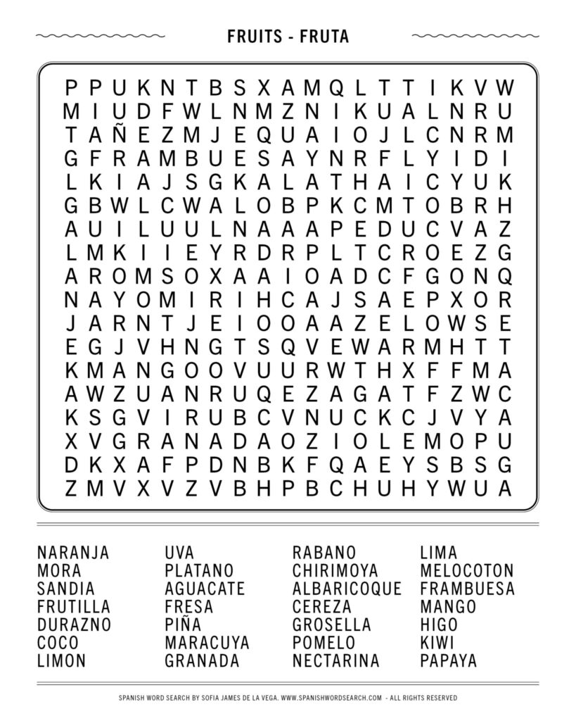 Printable Word Search In Spanish: A Fun and Educational Activity for ...